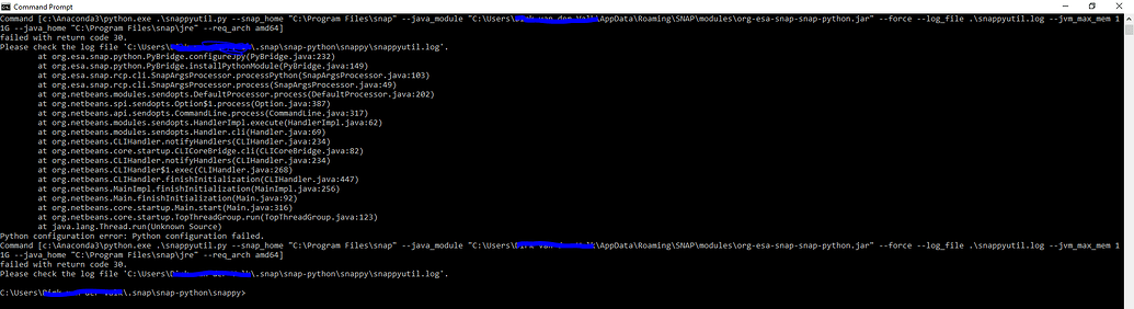 Snappy-conf gives back return code 30 - python - STEP Forum