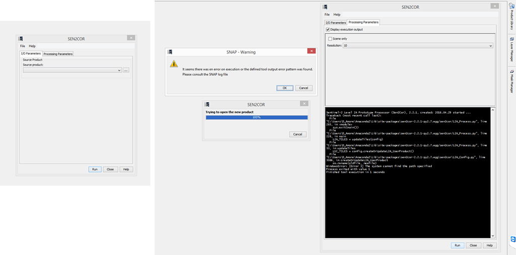 Sen2cor "target product " option in I/O Parameters tab not showing up ...