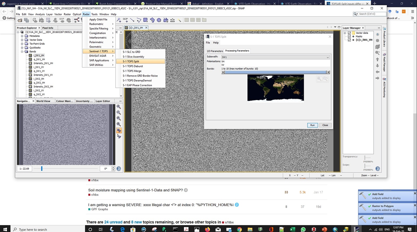 TOPSAR-Split inputs differ depending on whether using Graph builder or drop down selection ...