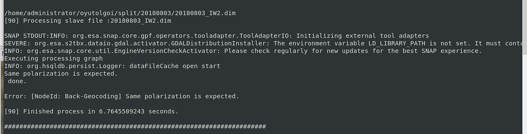 error:[Nodeld: Back-Geocoding] same sub-swath is expected snap ...