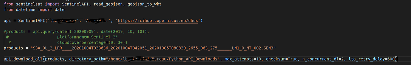 Sentinel Api Retrieve Sentinel Product From Data Hub Python Step Forum