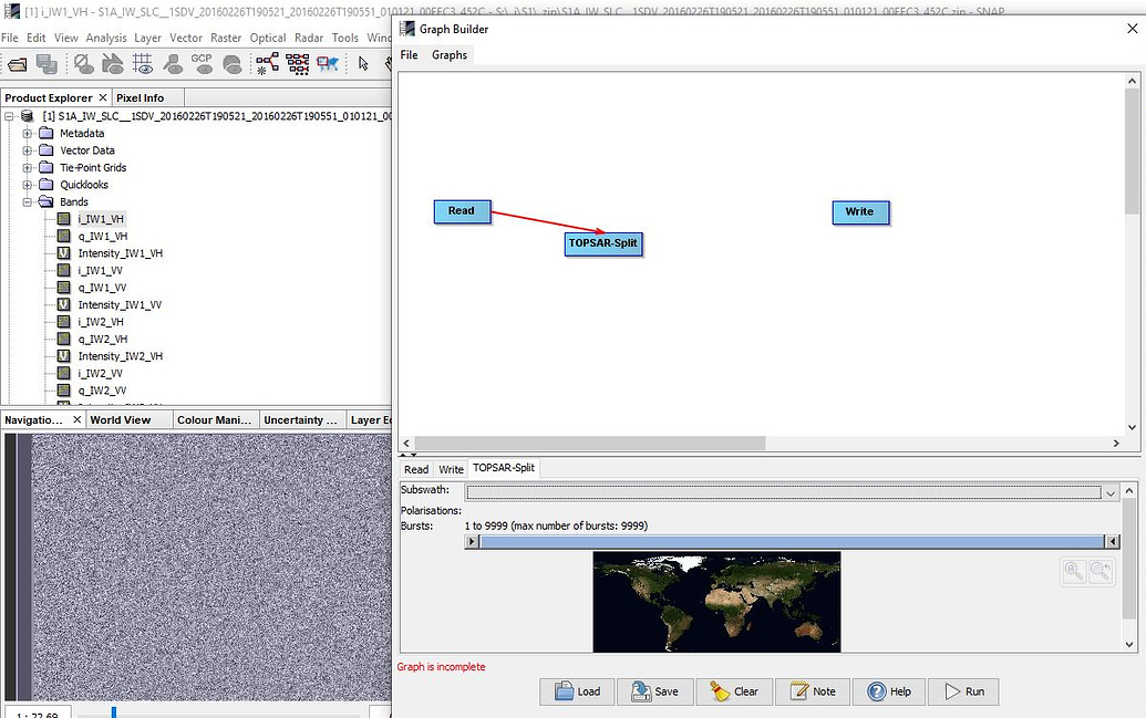 TOPSAR-Split inputs differ depending on whether using Graph builder or drop down selection ...