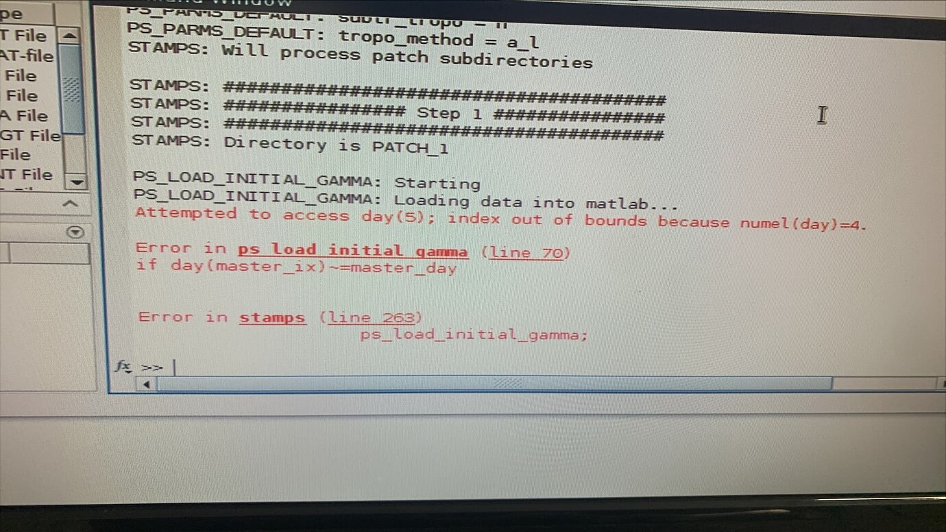 Error in stmaps(1,1) for gamma2stamps - StaMPS - STEP Forum