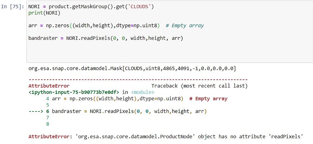 Sentinel 3 IDEPIX mask in snappy - python - STEP Forum
